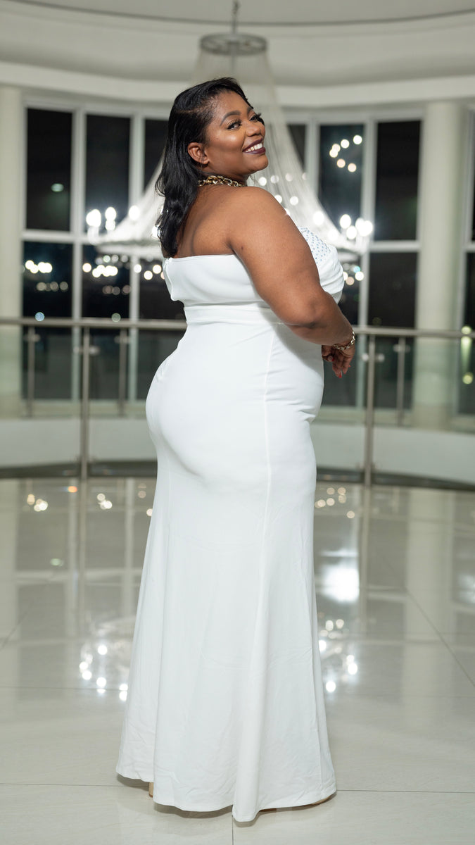 JULIA DRAPE FRONT GOWN – Curvy Definition Plus