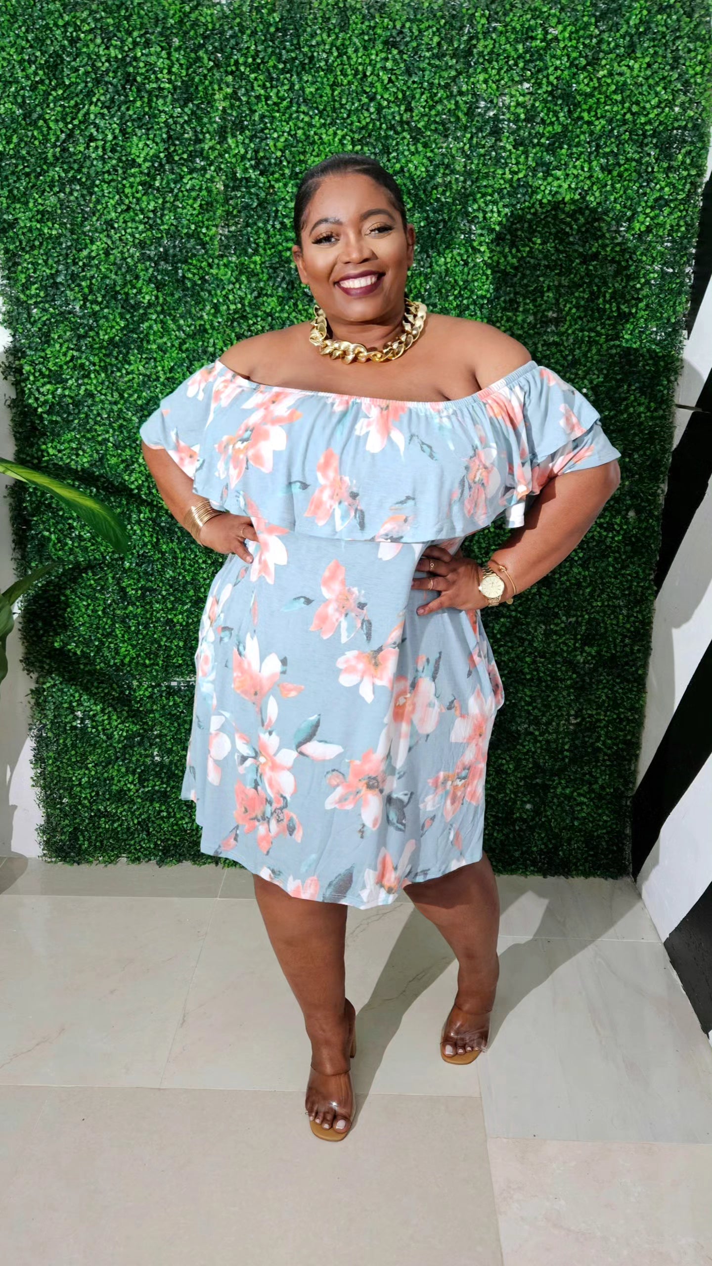 Flirt & Flow Dress|| Blue – Curvy Definition Plus