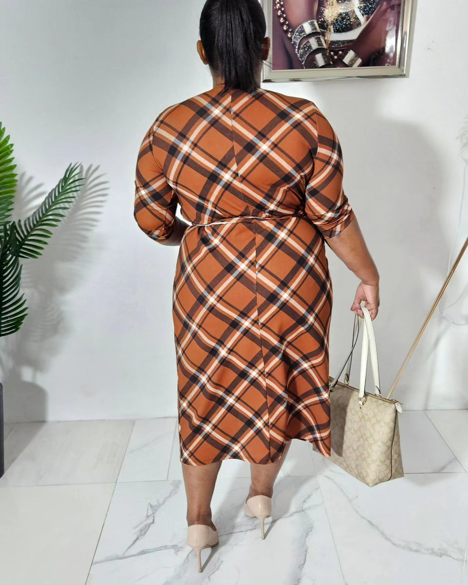 Burberry Inspired Dress || Beige – Curvy Definition Plus